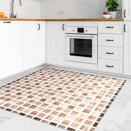 Bilderwelten Vinylteppich Illustration braun Aquarell - Kaffeefarbenes Aquarellmosaik - Deko K&uuml;che Badezimmer Flur