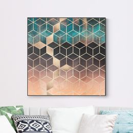 Bilderwelten Wechselbild T&uuml;rkis Ros&eacute; goldene Geometrie