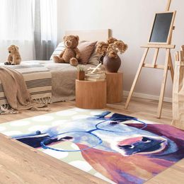 Vinylteppich - Bebrillte Tiere - Kuh - Illustration violett Tiere Vinylmatte Deko Kinderzimmer