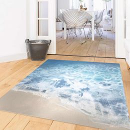 Vinylteppich - Ebbe und Flut in Farbe II - maritim blau Strand Vinylmatte Landschaft K&uuml;che Badezimmer Flur