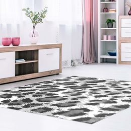 Vinylteppich - Leomuster mit Aquarellstruktur in Grau - modern grau Tiere Aquarell Katze K&uuml;che Badezimmer Flur