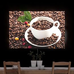 LED-Wechselbild Kaffeetasse mit ger&ouml;steten Kaffeebohnen