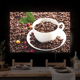 Bilderwelten LED-Wechselbild Kaffeetasse mit ger&ouml;steten Kaffeebohnen