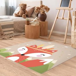 Vinylteppich - Indianerfuchs - Illustration rot Tiere Vinylmatte Indianer Kinderzimmer
