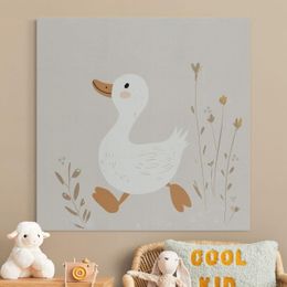 Akustikbild Spazierende Ente auf Beige