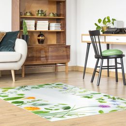 Bilderwelten Vinylteppich Motiv gr&uuml;n Blumen Vinylmatte - Kr&auml;uter und Bl&uuml;ten - Gew&uuml;rze & Kr&auml;uter K&uuml;che Badezimmer Flur