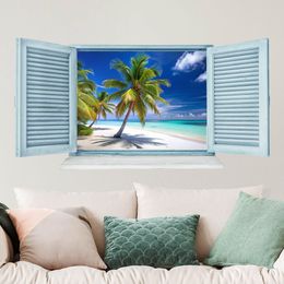 3D Wandtattoo Traumstrand Wandsticker 3D-Optik Wandaufkleber in S-XXL 3D-Effekt