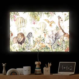 Bilderwelten LED-Wechselbild Aquarell Savannen Tiere