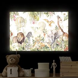 LED-Wechselbild Aquarell Savannen Tiere