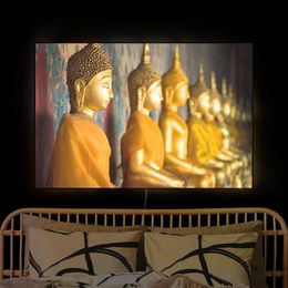 LED-Wechselbild Goldene Buddha Statuen