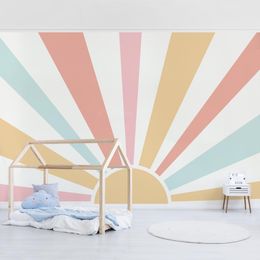 Bilderwelten Fototapete Natur Abstrakt Wandtapete pastell - Boho Sonne Pastell - Sonnenuntergang Kinderzimmer Baby M&auml;dchen Jungen