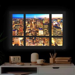 LED-Wechselbild Fensterblick New York bei Nacht