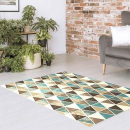 Vinylteppich - Dreieck Rapportmuster - modern beige Vinylmatte Geometrisch Kinderzimmer