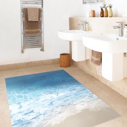 Vinylteppich - Ebbe und Flut in Farbe I - maritim blau Strand Vinylmatte Landschaft K&uuml;che Badezimmer Flur