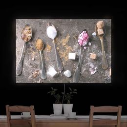 LED-Wechselbild Vintage L&ouml;ffel mit Zucker