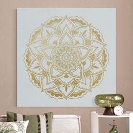 Akustikbild Mandala Blume gold wei&szlig;