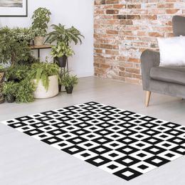 Bilderwelten Vinylteppich Illustration schwarz weiss Vinylmatte - Geometrisches Muster aus Schwarz Wei&szlig;en Quadraten - Geometrisch K&uuml;che Badezimmer Flur