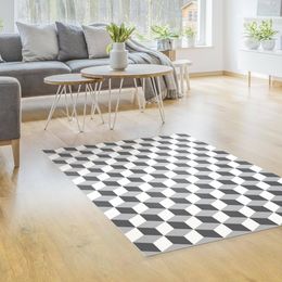 Bilderwelten Vinylteppich Illustration grau Fliesenoptik - Geometrischer Fliesenmix W&uuml;rfel Grau - Deko K&uuml;che Badezimmer Flur
