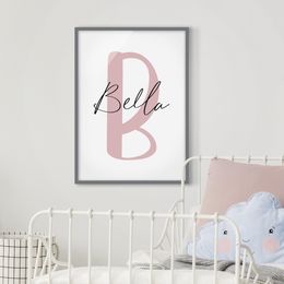 Bild mit Rahmen Wunschbuchstabe mit Wunschtext Rosa