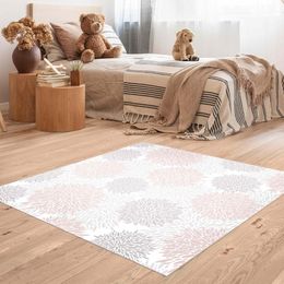 Bilderwelten Vinylteppich Illustration rosa Vinylmatte - Gro&szlig;e gezeichnete Pusteblumen in Rosa - Geometrisch Kinderzimmer