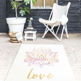 Bilderwelten Vinylteppich Orientalisch gold Spr&uuml;che Vinylmatte - Mandala Namaste Lotus Set gold rosa - Ornamente K&uuml;che Badezimmer Flur