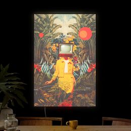 Bilderwelten LED-Wechselbild Vintage Fernseher im Dschungel