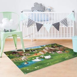 Vinylteppich - Animal Club International - Tiere auf dem Bauernhof - Illustration bunt Tiere Vinylmatte Bauernhof Kinderzimmer