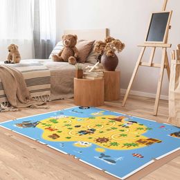 Vinylteppich - Piraten - Auf der Suche nach dem Schatz - Illustration bunt Vinylmatte Pirat Kinderzimmer