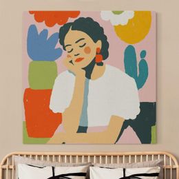 Akustikbild Tr&auml;umende Frida mit Blumen I