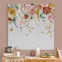 Akustikbild Rankende Blumen Aquarell Vintage