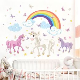 Bilderwelten Wandtattoo Tiere Illustration selbstklebend Wandaufkleber - Einhorn Set - Wandsticker Kinderzimmer Baby M&auml;dchen Jungen