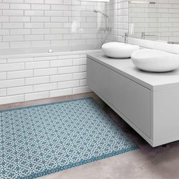 Bilderwelten Vinylteppich Geometrischer Fliesenmix Bl&uuml;te Blaugrau