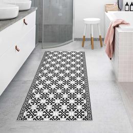 Bilderwelten Vinylteppich Geometrischer Fliesenmix Herzen Schwarz