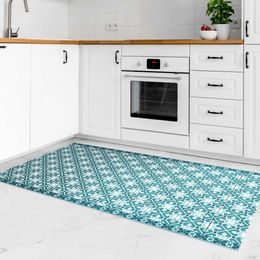 Bilderwelten Vinylteppich Illustration t&uuml;rkis Fliesenoptik - Geometrischer Fliesenmix Herzen T&uuml;rkis - Deko K&uuml;che Badezimmer Flur