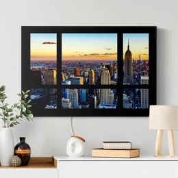 Bilderwelten LED-Wechselbild Fensterausblick - Sonnenaufgang New York