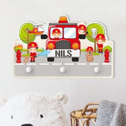 Bilderwelten Kindergarderobe rot personalisierter Text Digital Art texto personalizado - Feuerwehr-Set mit Wunschname - Auto Kinderzimmer Flur