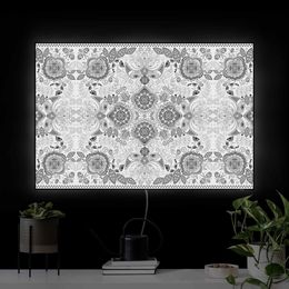 LED-Wechselbild Detailliertes Boho Muster in Grau