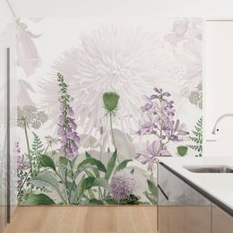 Bilderwelten Fototapete Fingerhut in zarter Blumenwiese Floral - Wohnzimmer Schlafzimmer Esszimmer - Vliestapete nach Ma&szlig; inkl. Kleister oder selbstklebend