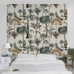 Bilderwelten Fototapete Jungle Jive Dschungel Aquarell Safari Kindertapete Junge M&auml;dchen Baby Tapete Kinderzimmer Babyzimmer Vliestapete nach Ma&szlig; selbstklebend