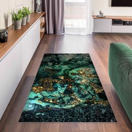 Vinylteppich - Goldene Meeres-Inseln Abstrakt - Abstrakt schwarz originell Vinylmatte Landschaft K&uuml;che Badezimmer Flur