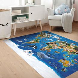 Vinylteppich - Animal Club International - Weltkarte mit Tieren - Illustration bunt Tiere Vinylmatte Karten Kinderzimmer