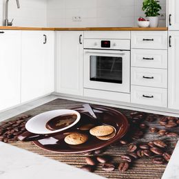 Bilderwelten Vinylteppich Motiv braun Kulinarisch Vinylmatte - Kaffeetasse mit Kaffeebohnen - Getr&auml;nke K&uuml;che Badezimmer Flur