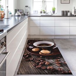 Bilderwelten Vinylteppich Motiv braun Kulinarisch Vinylmatte - Kaffeetasse mit Kaffeebohnen - Getr&auml;nke K&uuml;che Badezimmer Flur