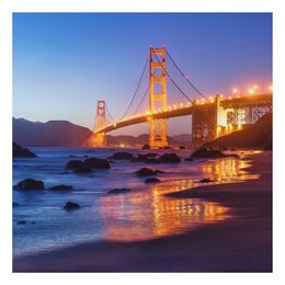 Bilderwelten Alu-Dibond Outdoor Bild Golden Gate Bridge am Abend
