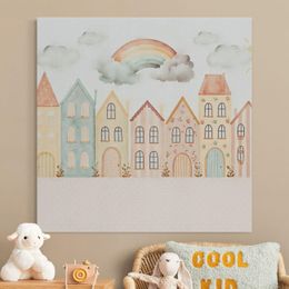 Akustikbild Aquarell Regenbogenstadt