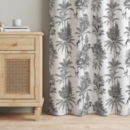 Bilderwelten Vorhang Kupferstichanmutung - Affen in Schwarz - blickdichte Gardine Botanik Tropical Illustration Muster Tiere Schwarz-Wei&szlig; Wohnzimmer Schlafzimmer