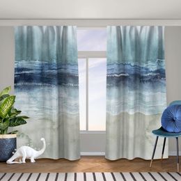 Bilderwelten Vorhang nach Ma&szlig; blickdicht Verdunkelung Natur maritim blau - Mariner Nebel I - Landschaft Wohnzimmer Schlafzimmer