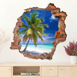 3D Wandtattoo Traumstrand Wandsticker 3D-Optik Wandaufkleber in S-XXL 3D-Effekt