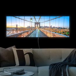 LED-Wechselbild Morgenblick von der Brooklyn Bridge