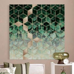 Akustikbild Gr&uuml;ne Bl&auml;tter goldene Geometrie